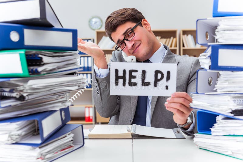 The Busy Businessman Asking for Help with Work Stock Image - Image of ...