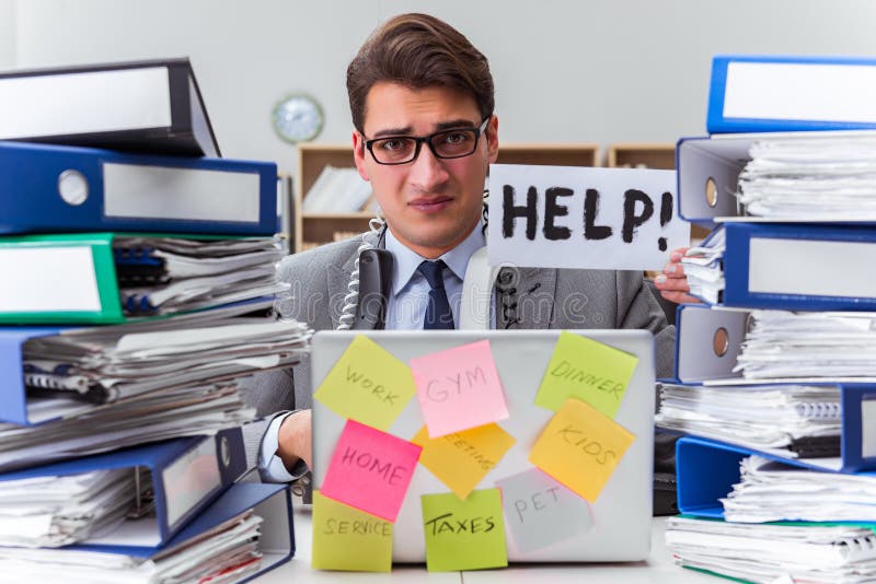 The Busy Businessman Asking for Help with Work Stock Photo - Image of ...
