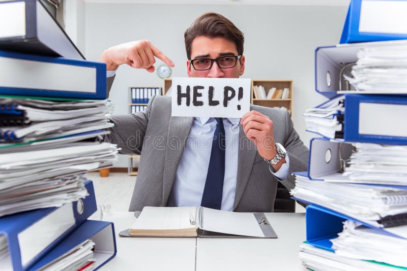 The Busy Businessman Asking for Help with Work Stock Image - Image of ...