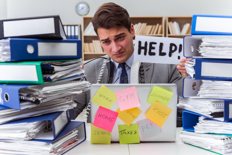 The Busy Businessman Asking for Help with Work Stock Image - Image of ...