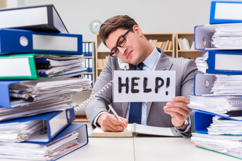 The Busy Businessman Asking for Help with Work Stock Image - Image of ...