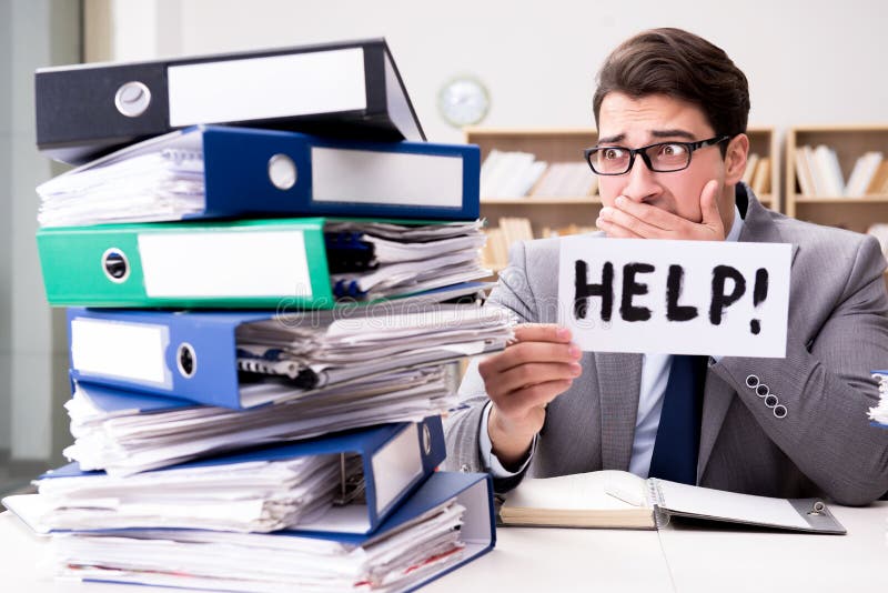 The Busy Businessman Asking for Help with Work Stock Image - Image of ...