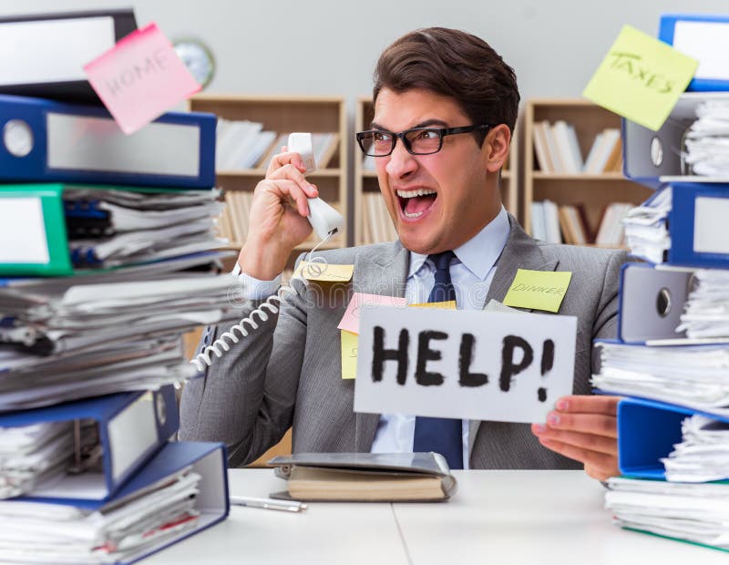 Busy Businessman Asking for Help with Work Stock Photo - Image of ...