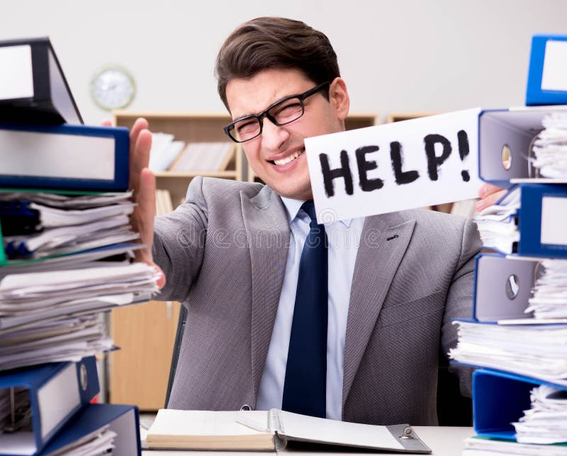 Busy Businessman Asking for Help with Work Stock Photo - Image of funny ...