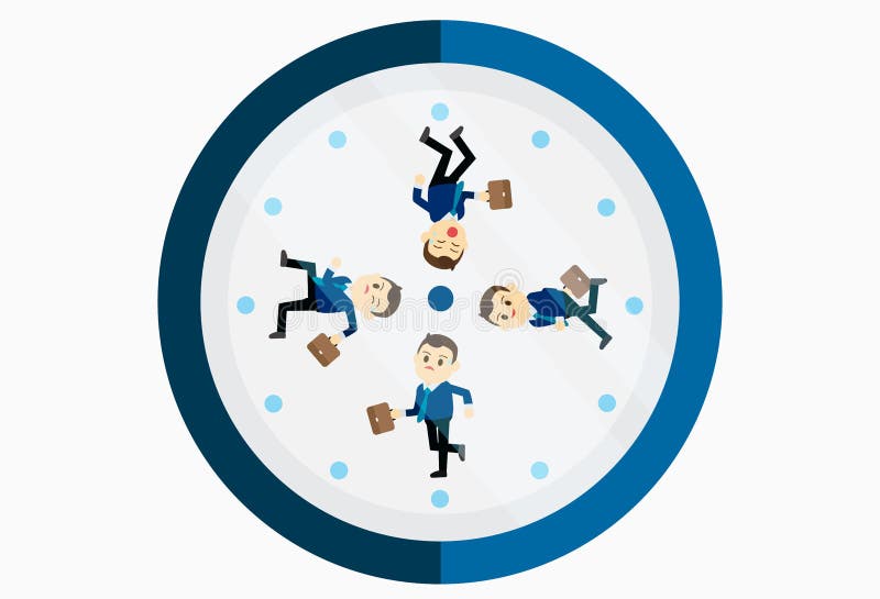 Busy Businessman Running on the Clock. Stock Vector - Illustration of ...