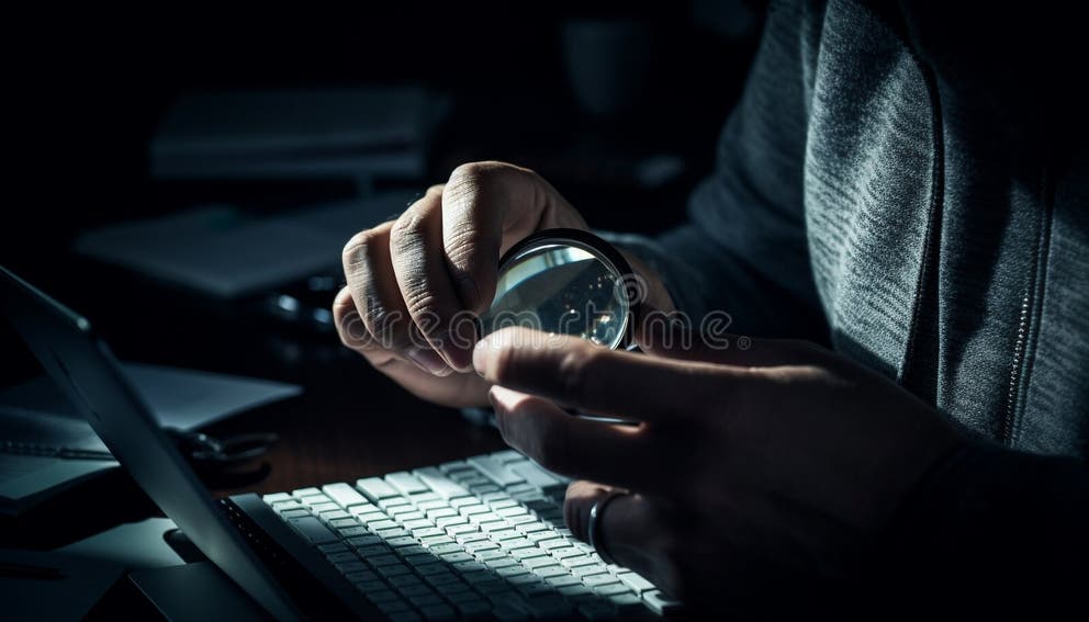 Busy Businessman Typing on Computer Keyboard in Dark Office at Night ...