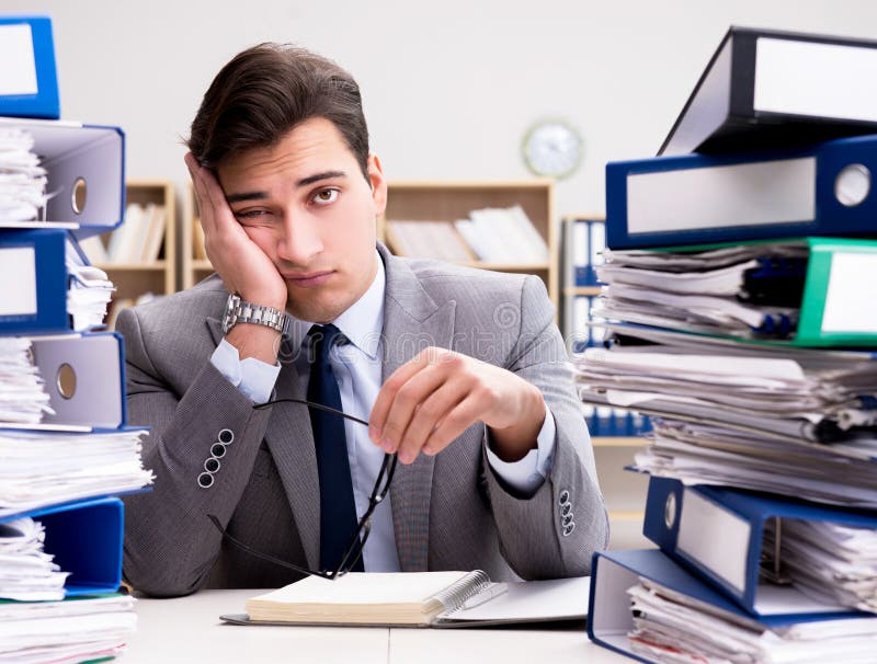 Busy Businessman Under Stress Due To Excessive Work Stock Photo - Image ...