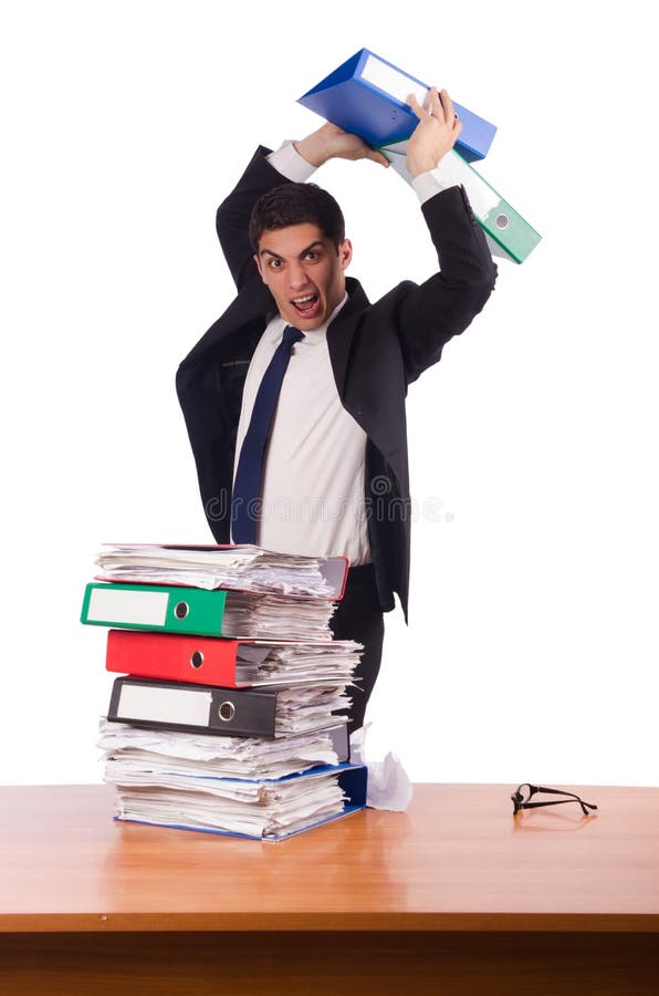 Busy Businessman Under Work Stress Stock Photo - Image of funny ...