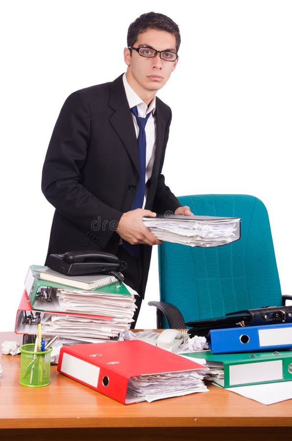 The Busy Businessman Under Work Stress Stock Photo - Image of employee ...