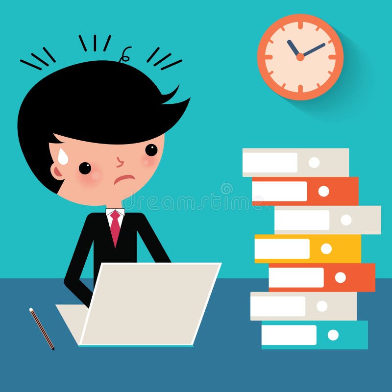 Busy Businessman at Work Cartoon Stock Vector - Illustration of load ...