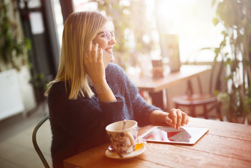 Busy Businesswoman Drinking Coffee Stock Photo - Image of mobile ...