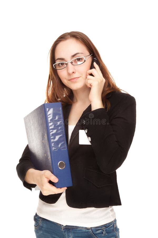 Busy Businesswoman with Folder Stock Photo - Image of file, beauty ...