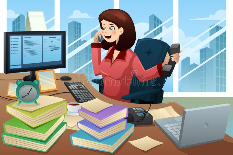 Busy Businesswoman on the Phone Stock Vector - Illustration of computer ...