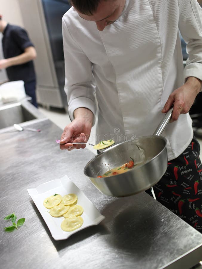 Busy Chefs at Work in the Restaurant Kitchen Stock Image - Image of ...