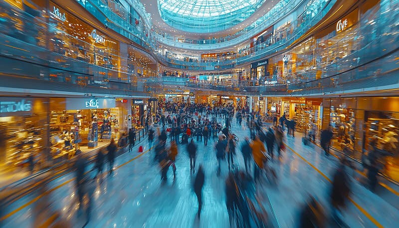 Busy City Life, Crowded Architecture, Rush Hour Shopping Generated by ...