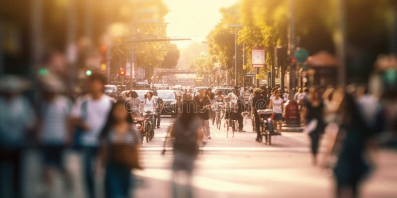 Busy City Life at Rush Hour. Generative AI Stock Illustration ...