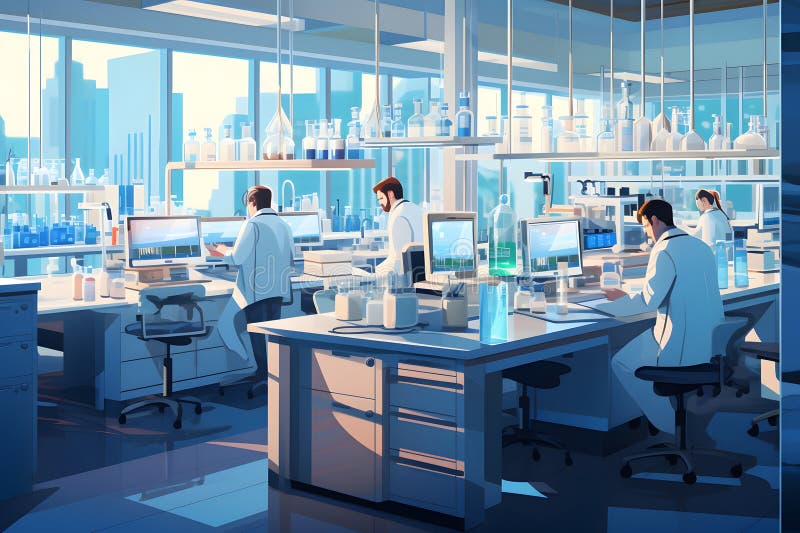 Busy Clinical Research Laboratory Stock Illustration - Illustration of ...