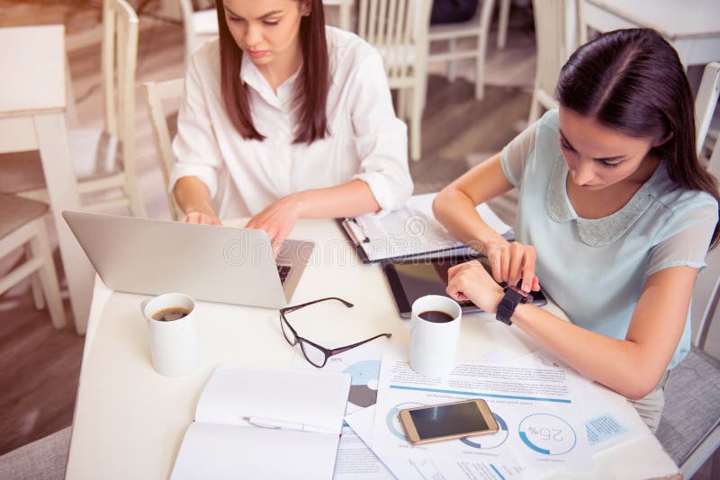 Busy Colleagues Sitting at the Table Stock Image - Image of smart ...