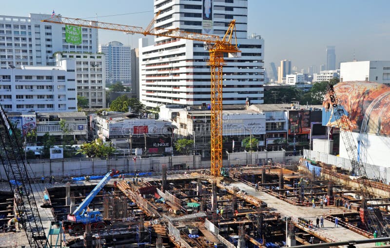 Busy Commercial Construction Site in Bangkok Editorial Stock Image ...