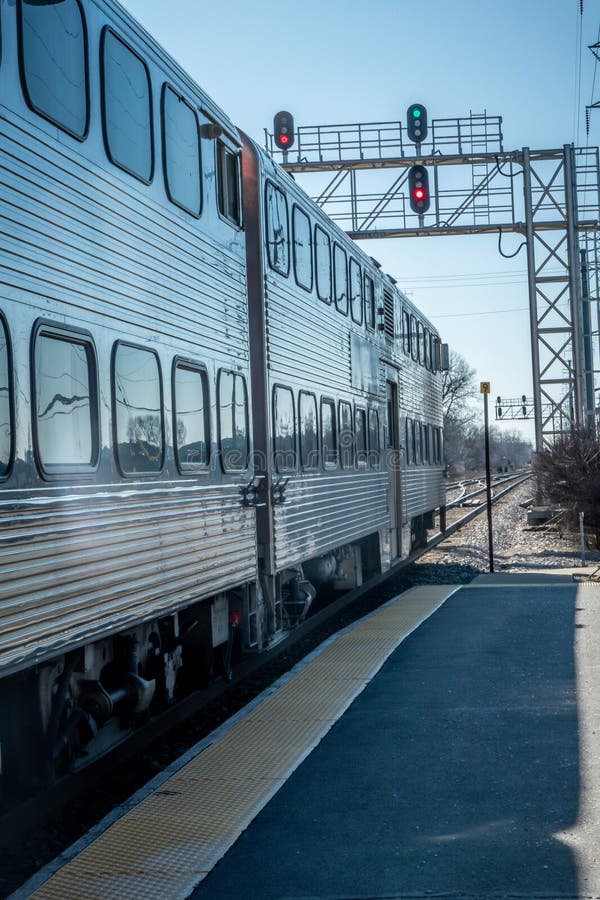 Busy Commute Train To Chicago Downtown Stock Image - Image of ...