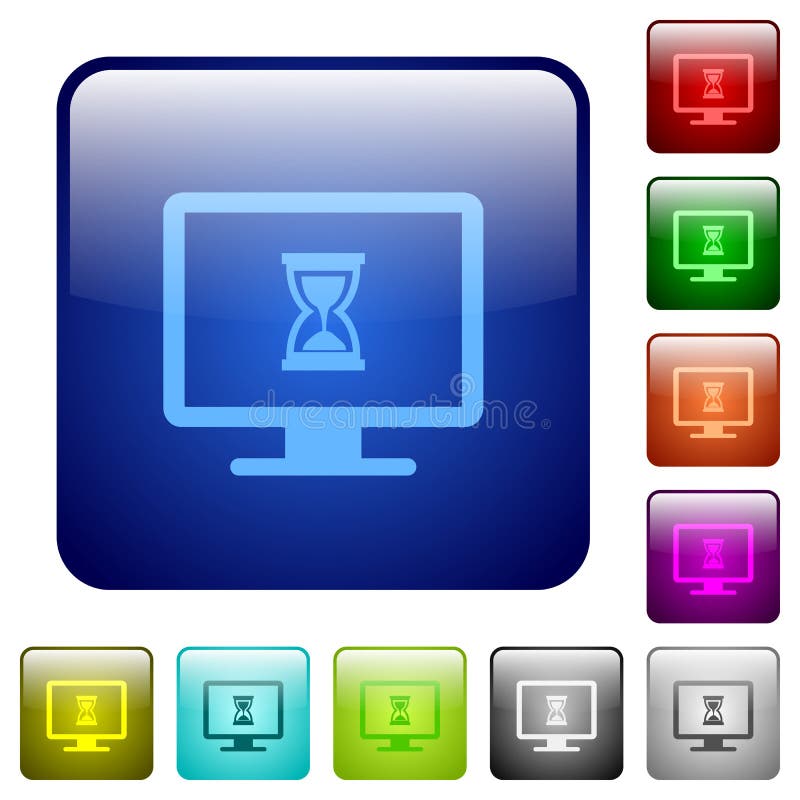 Busy Computer Color Square Buttons Stock Vector - Illustration of ...