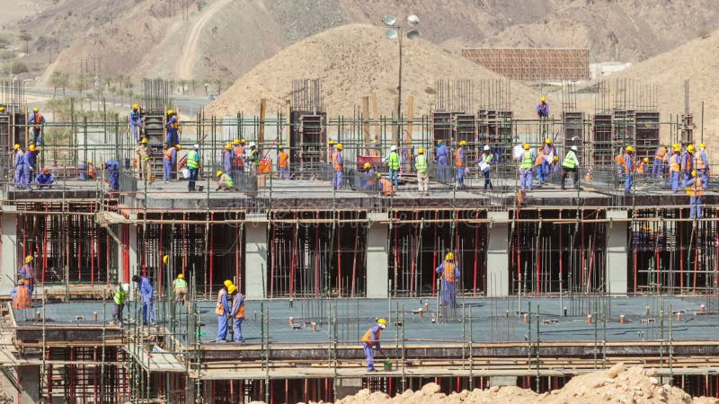 Busy Construction Site and Construction Equipment Aerial. Real ...