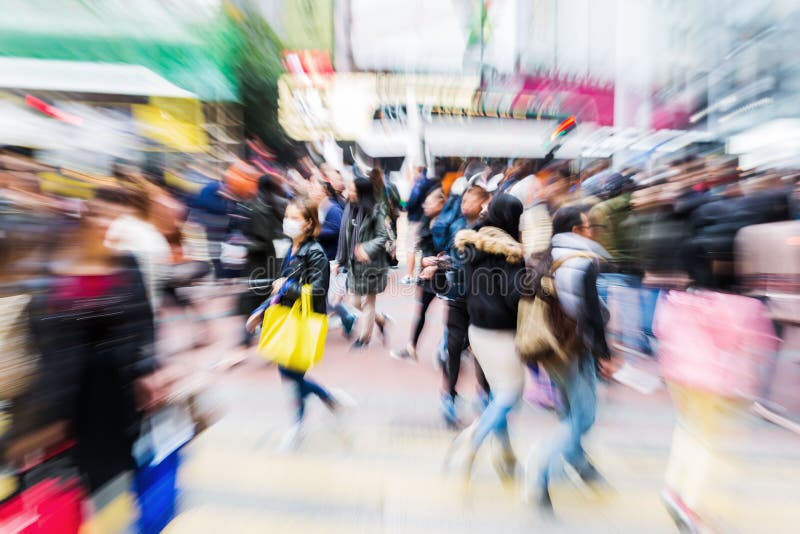 Busy Crowd in the City with Zoom Effect Editorial Photography - Image ...