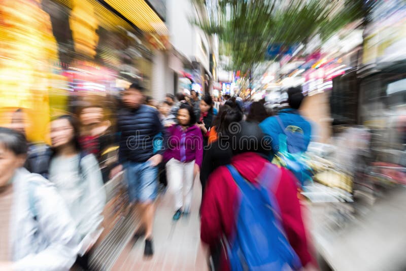 Busy Crowd in the City with Zoom Effect Editorial Image - Image of ...