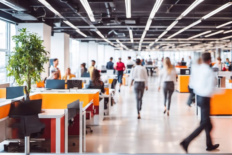 Busy Crowd of People in Modern Bright and Spacious Office Stock ...