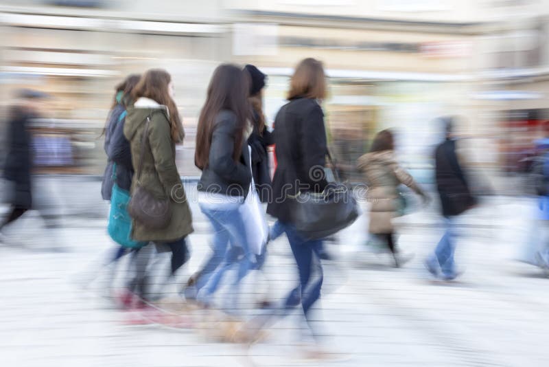 Busy Crowd of People in Motion Blur Stock Image - Image of mall, person ...