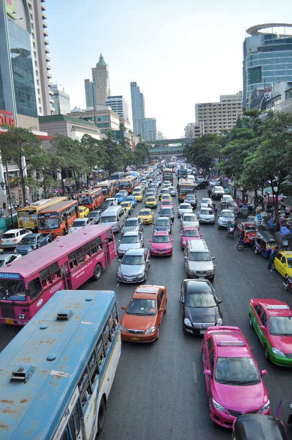 Busy day in bangkok street editorial photo. Image of street - 67212251
