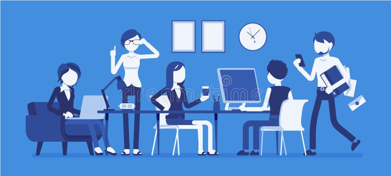 Busy day in a small office stock vector. Illustration of together ...