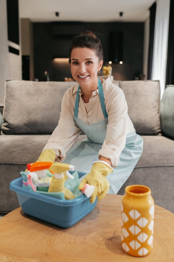Young Woman Doing Housework and Looking Busy Stock Image - Image of ...