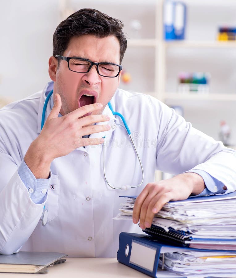 Busy Doctor with Too Much Work in Hospital Stock Photo - Image of ...