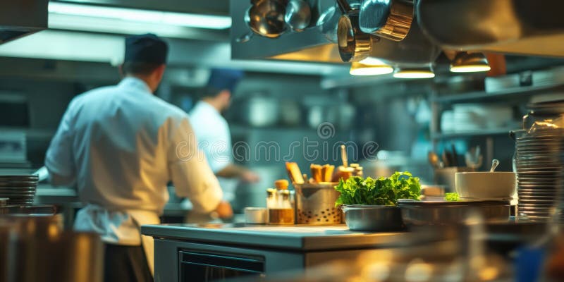 A Busy and Dynamic Restaurant Kitchen Filled with Chefs and Various ...