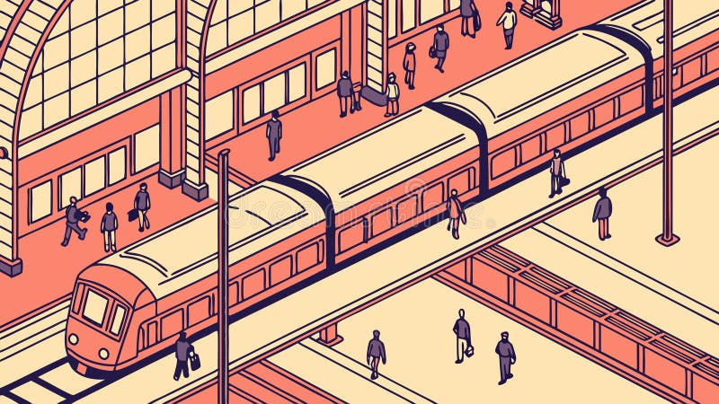 Busy Elevated Train Station, Urban Transit System, Vector Design Generative AI Stock Vector ...