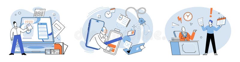 Busy Employee. in Corporate Setting, Completing Tasks on Time is ...