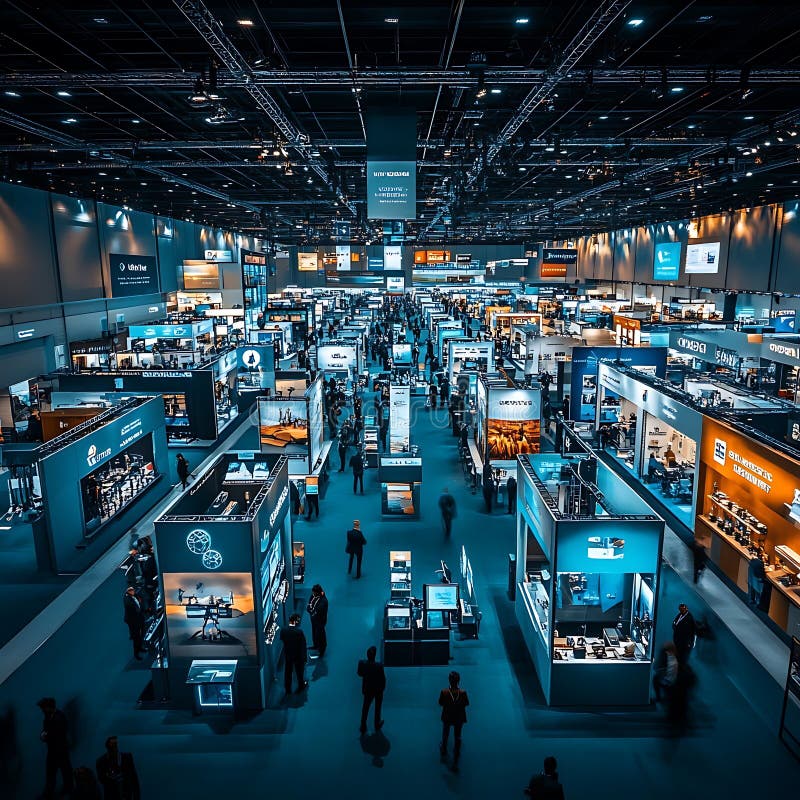 Busy Exhibition Hall with Numerous Booths and Attendees Networking ...