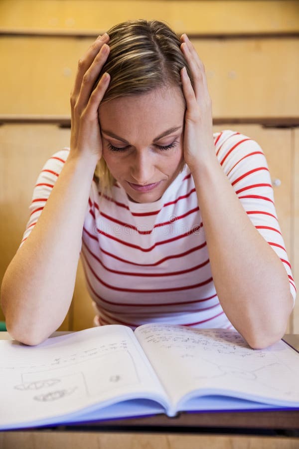 Busy Female Student Studying Stock Photo - Image of educational, notes ...