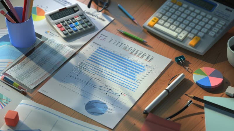 A Busy Financial Analyst S Desk.AI Generated Image Stock Image - Image ...