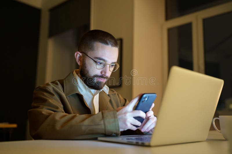 Busy Front End Developer or Qa Engineer Testing App on Smartphone Work ...