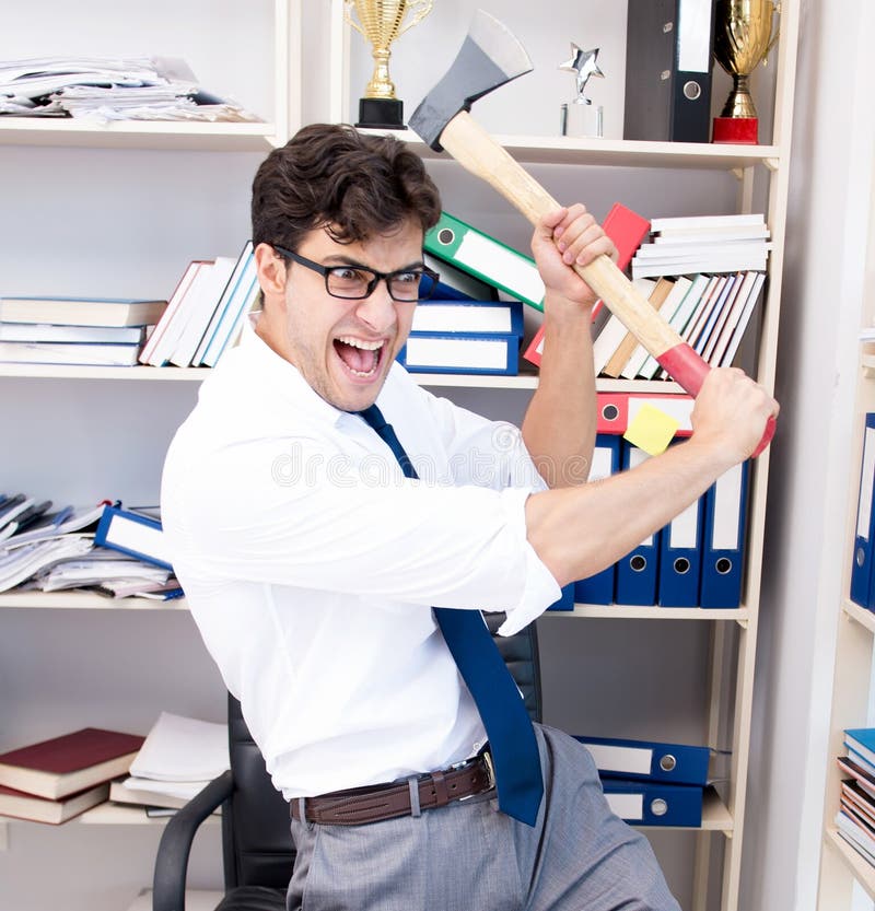 Busy Frustrated Businessman Angry in the Office Stock Image - Image of ...