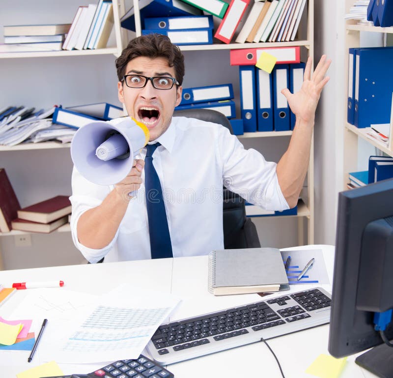 Busy Frustrated Businessman Angry in the Office Stock Image - Image of ...
