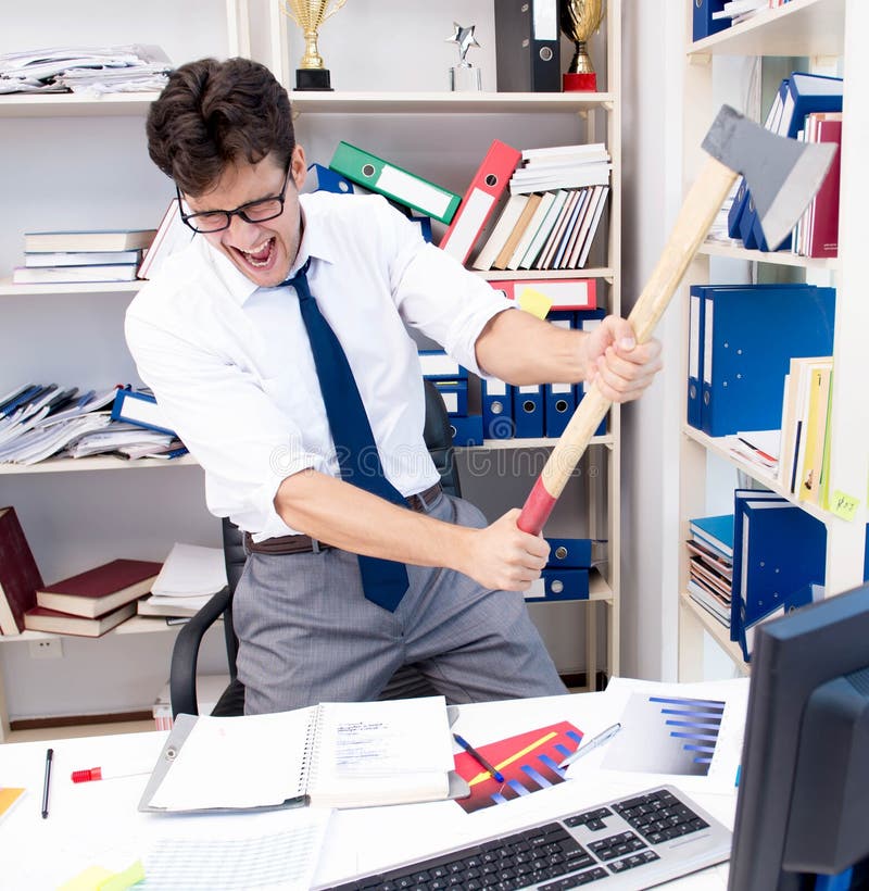Busy Frustrated Businessman Angry In The Office Stock Image - Image of ...