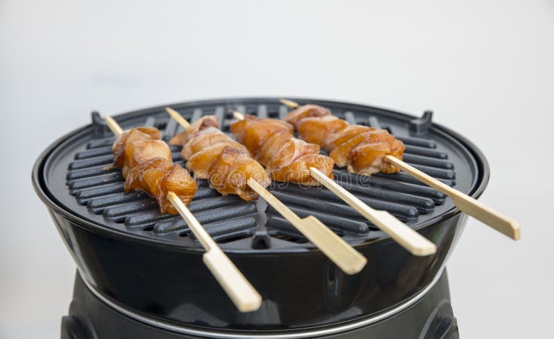Busy with Grilling a Chicken Sate on a Bbq Stock Image - Image of asia ...