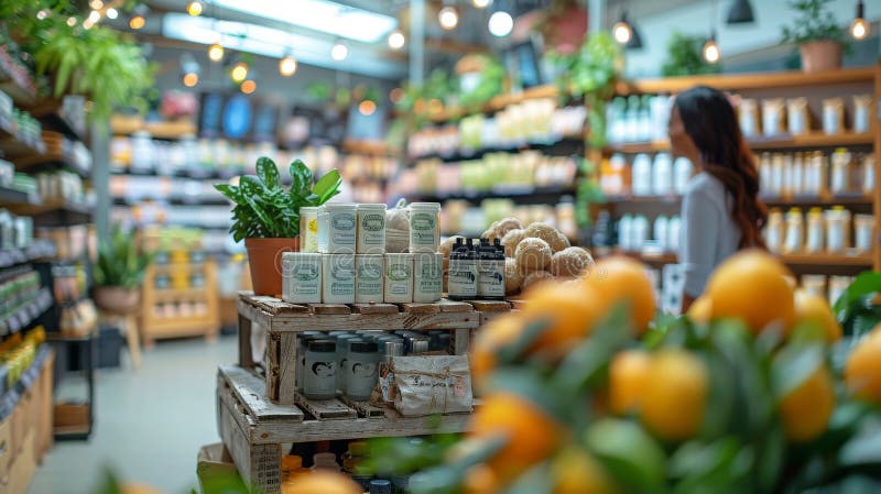 A Busy Grocery Store with an Arrangement of Products Stock Illustration ...