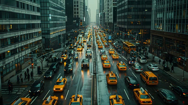 Busy Highway at Dusk: City Traffic and Pollution Stock Illustration ...