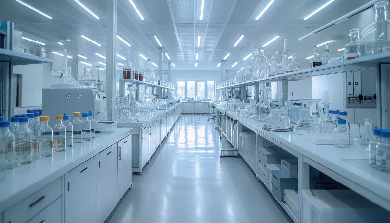 Busy Laboratory with Scientist Working on Research Experiments in a Lab ...