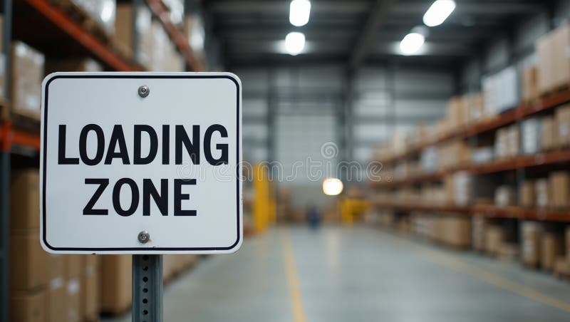 Busy Loading Dock Entrance White LOADING ZONE Sign on Bold Black ... Busy Loading Dock Entrance White LOADING ZONE Sign on Bold Black ...