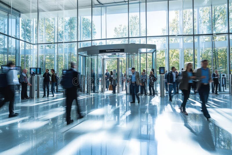 A Busy Lobby with People Walking Around Stock Image - Image of lobby ...